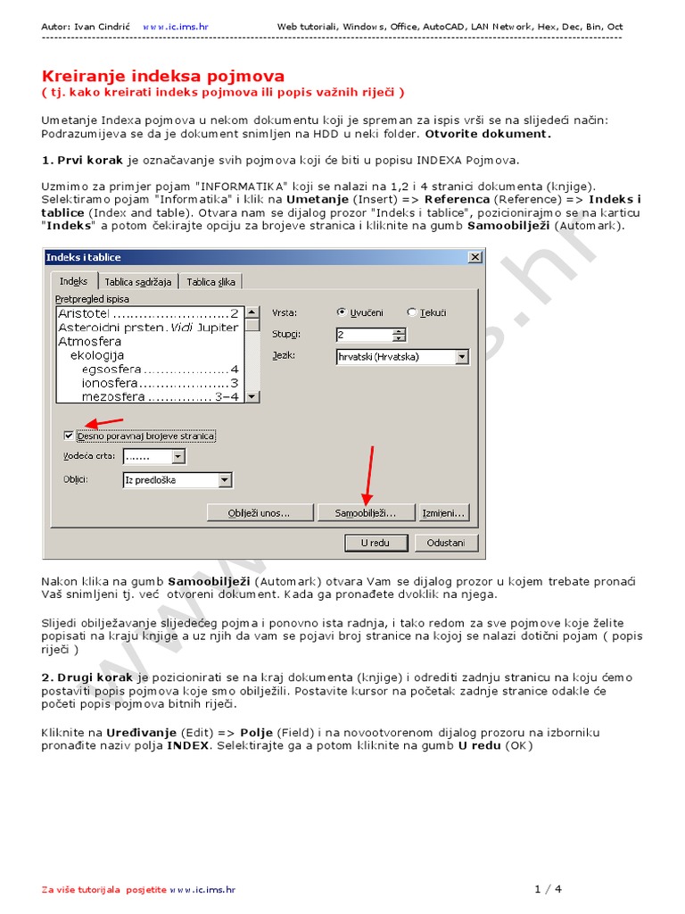 Kreiranje Indeksa Pojmova PDF | PDF