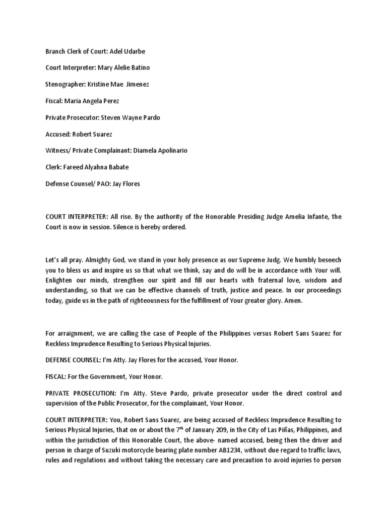 Script | PDF | Plea | Witness