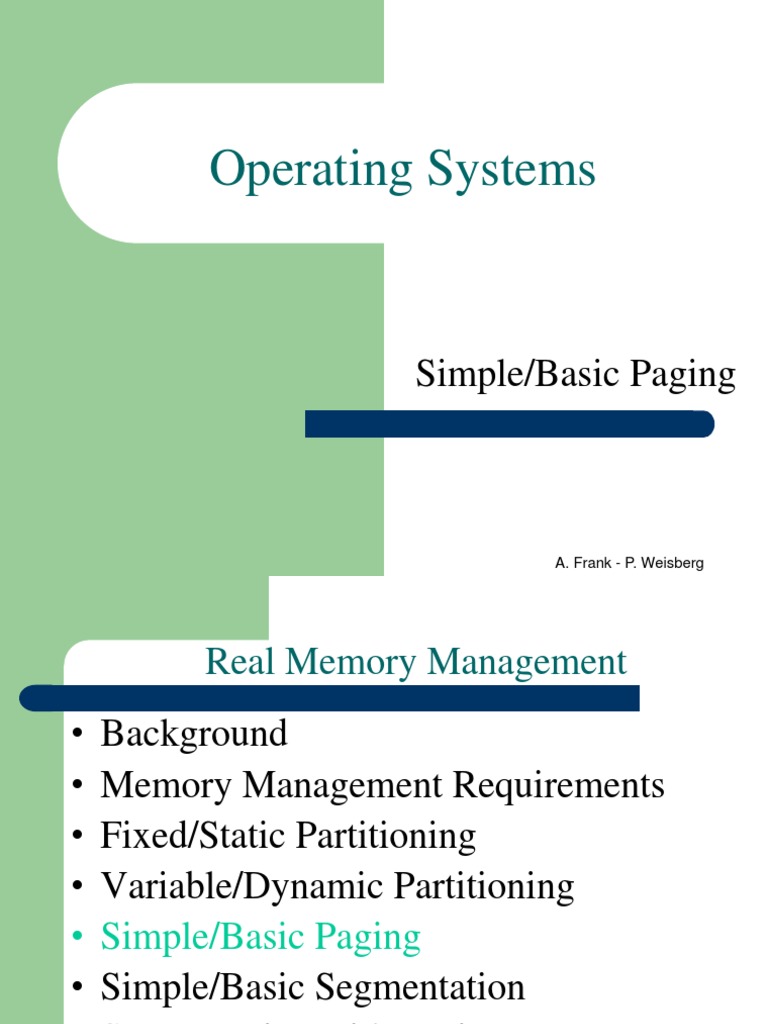 Operating Systems: Simple/Basic Paging | PDF | Cpu Cache | Operating ...