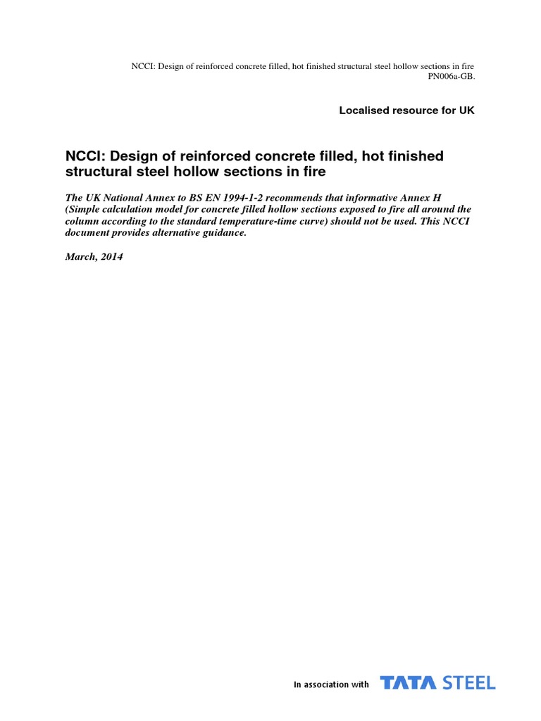 NCCI Design of Reinforced Concrete Filled Hot Finished PDF | PDF ...