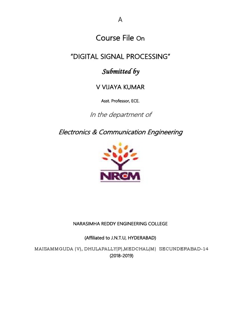 Modified DSP Course File (2018-19) | PDF | Digital Signal Processing | Discrete Fourier Transform