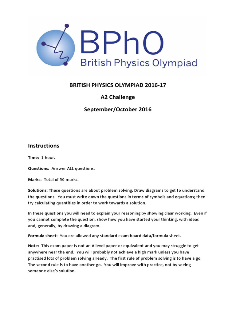 BPhO A2 Challenge 2016 | PDF | Thermal Expansion | Diffraction