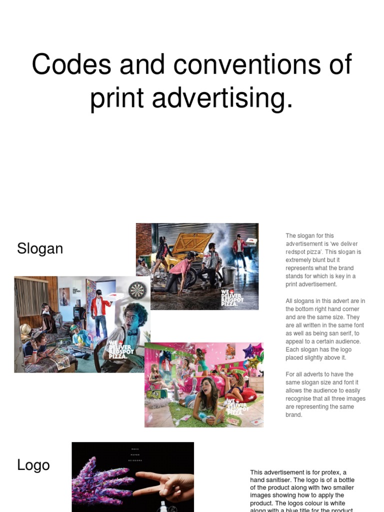 Codes and Conventions of Print Advertising. | PDF | Advertising | Serif