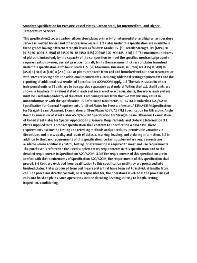 Carbon Steel Pressure Vessel Plates | PDF | Civil Engineering ...