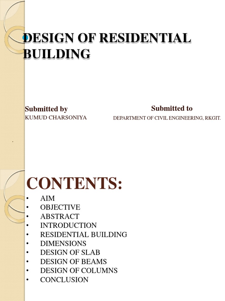 DESIGN OF RESIDENTIAL Building | PDF | Beam (Structure) | Design