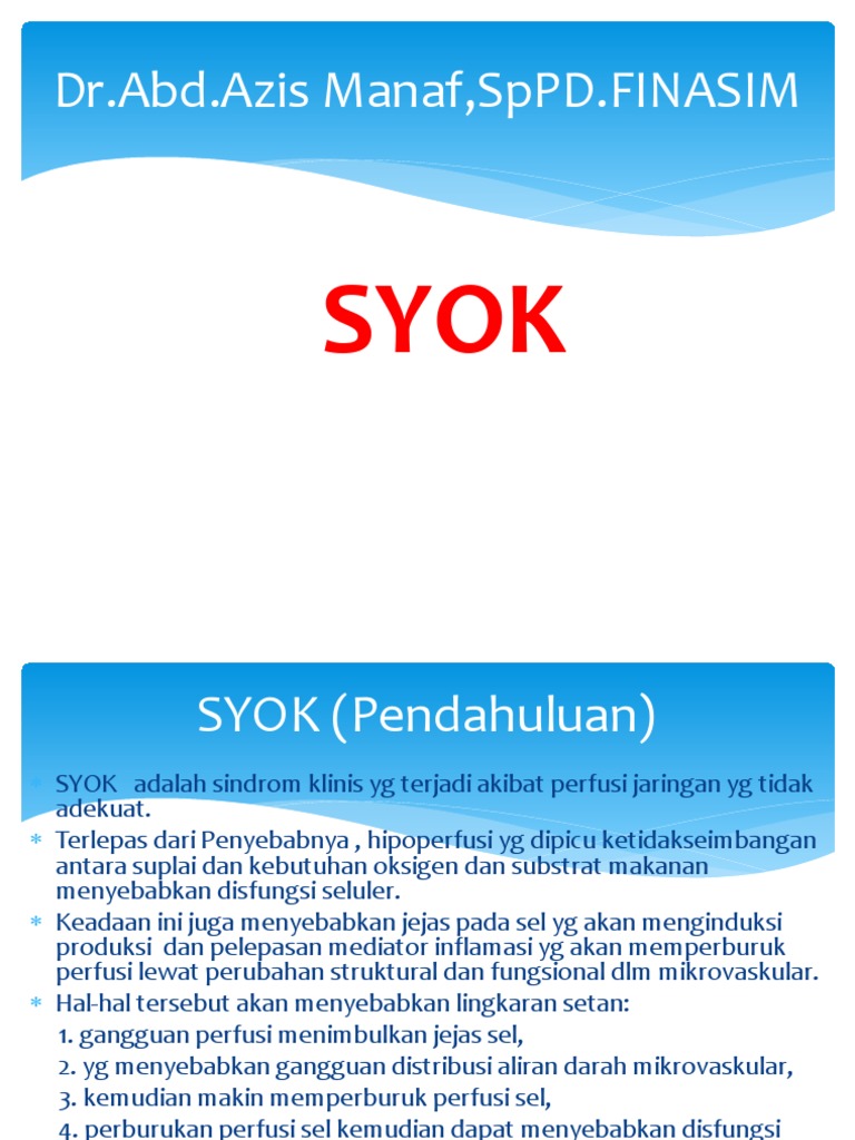 Syok Dan Jenis Syok 2019 | PDF