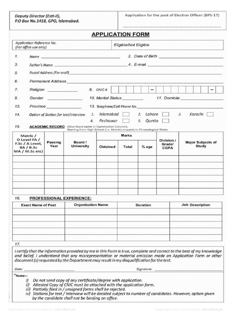 ECP Job Application Form Guide | PDF