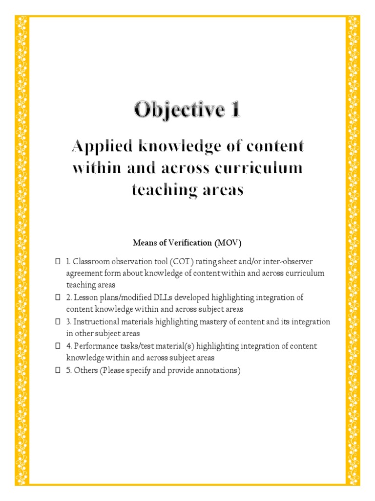 Objectives List | PDF | Lesson Plan | Teachers