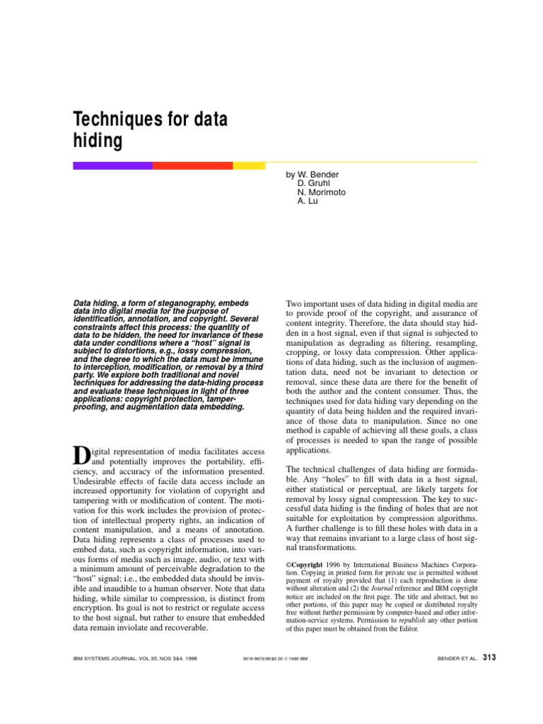 Techniques For Data Hiding-P | PDF