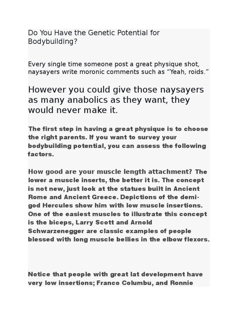 Do You Have The Genetic Potential For Bodybuilding | PDF