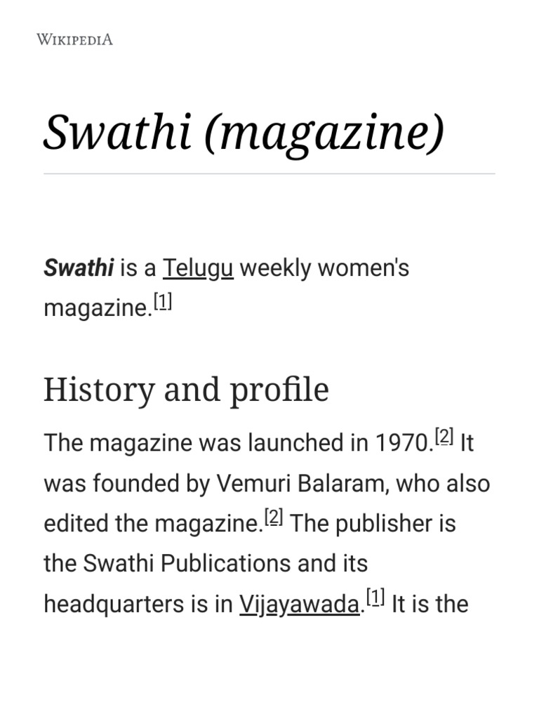 Swathi (Magazine) - Wikipedia PDF | PDF