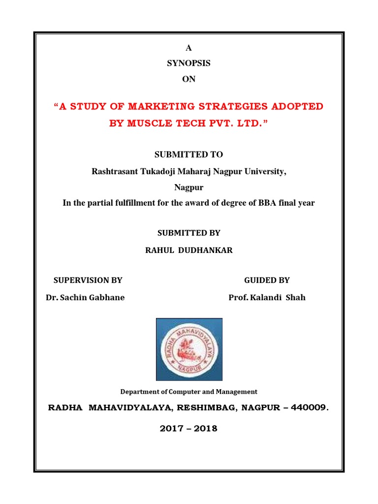 A Study of Marketing Strategies Adopted by Muscle Tech Pvt. Ltd. | PDF ...