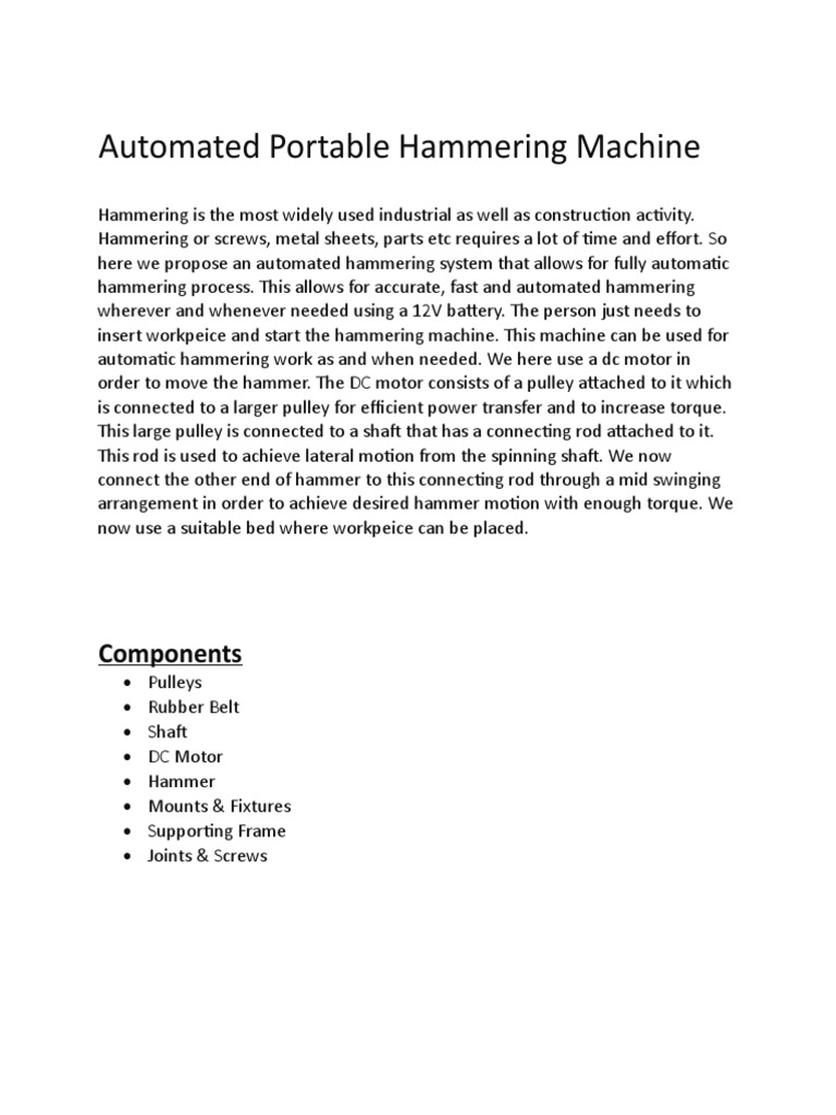 Automated Hammering for Increased Efficiency and Portability in ...