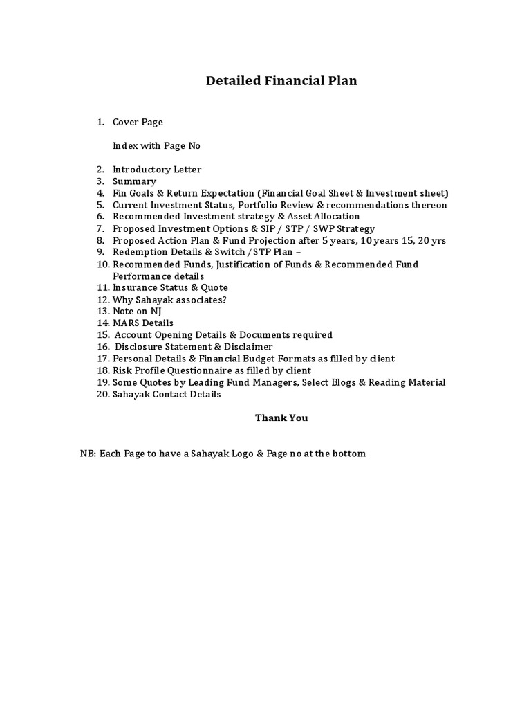 Financial Plan For Clients | PDF