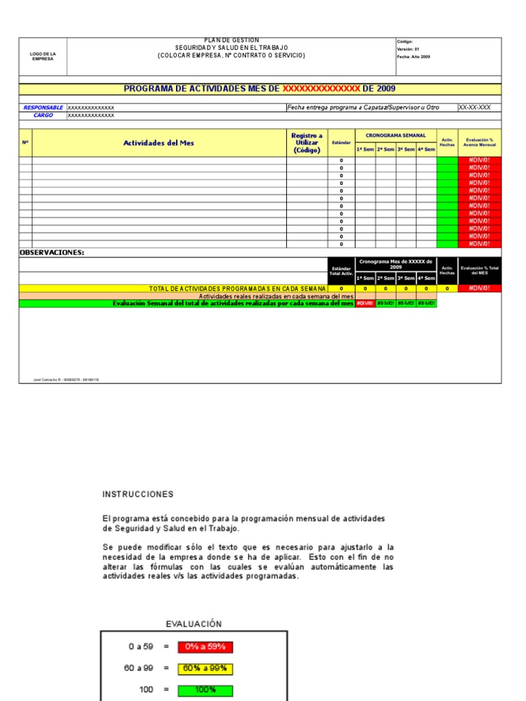 Programa Mensual de Actividades Con Evaluacion y Formulas | PDF | Informática | Informática y ...