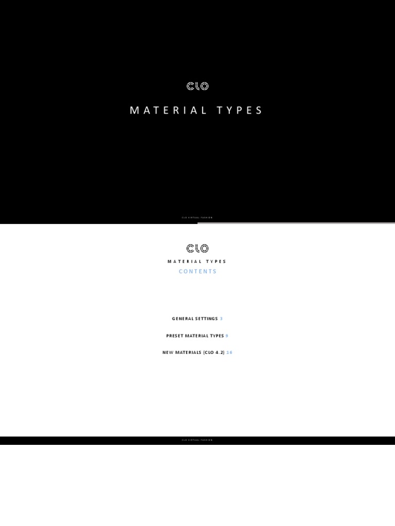 CLO Fabric Guide - Material Types | PDF | Surface Roughness | Hair