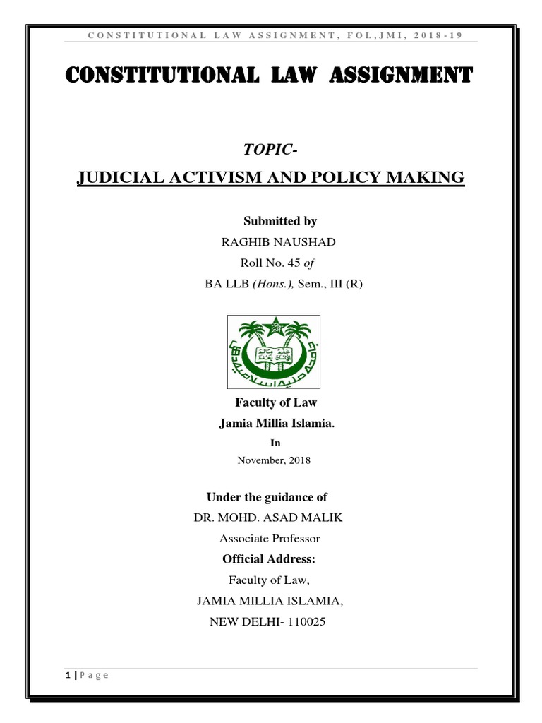 CONSTITUTIONAL Law Assignment | PDF | Supreme Court Of India | Judiciaries