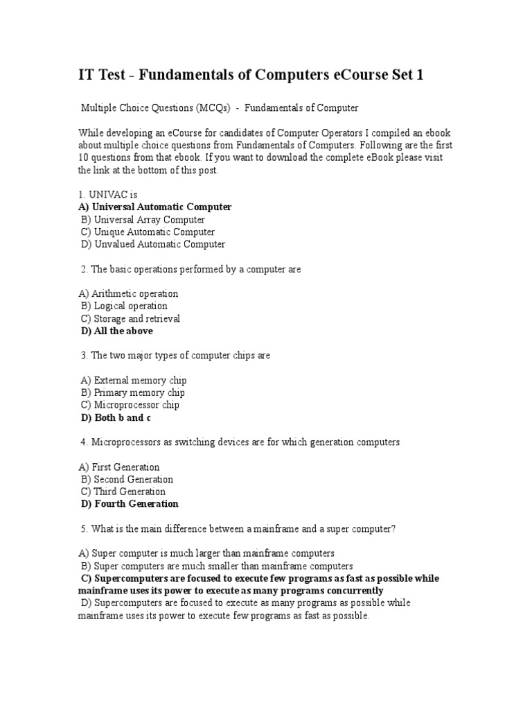 IT Fundamental MCQs | PDF | Ebcdic | Random Access Memory