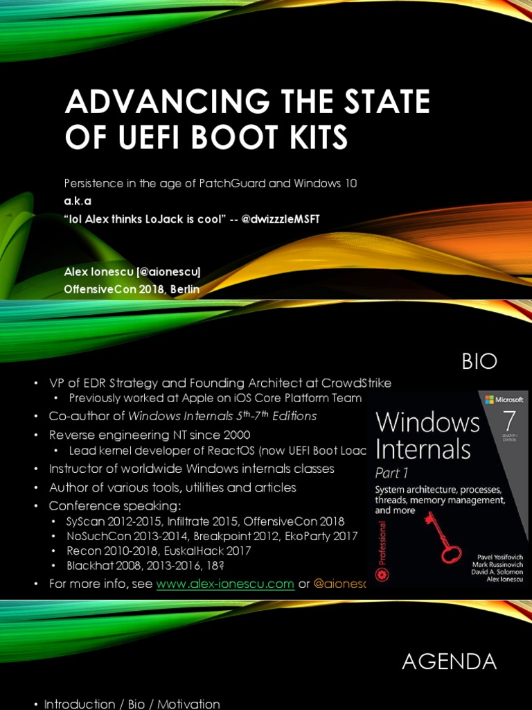 Advancing The State of UEFI Boot Kits - Alex Ionescu | PDF | Runtime ...