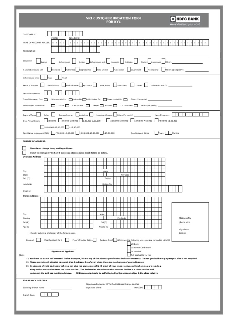 Nri Customer Updation Form For Kyc | PDF | Travel Visa | Passport