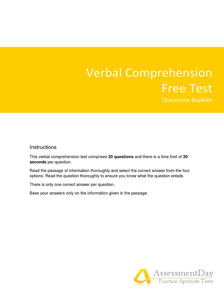 Verbal Comprehension Test Questions | PDF | Coptic Orthodox Church Of ...