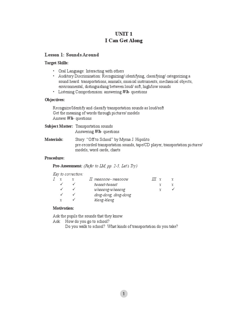 Unit 1 - Lessons - 1 5 Pp. 1 13 PDF | Download Free PDF | Sound | Alphabet
