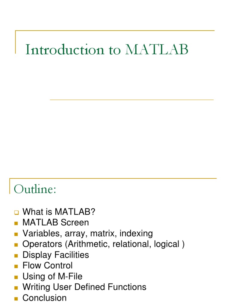 Intoduction To Matlab Pdf Matlab Array Data Structure 9595
