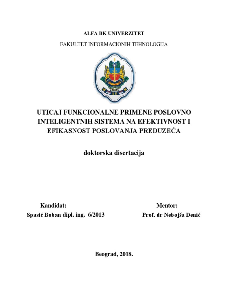 Doktorska Disertacija-1 PDF | PDF