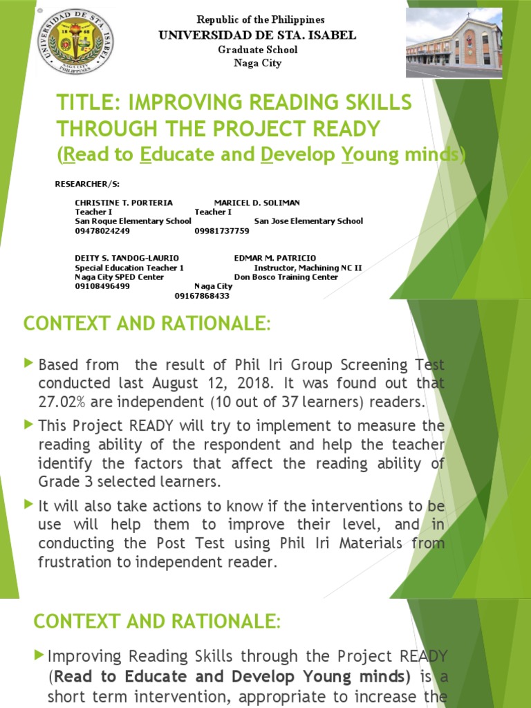 Title: Improving Reading Skills Through The Project Ready: (Read To ...