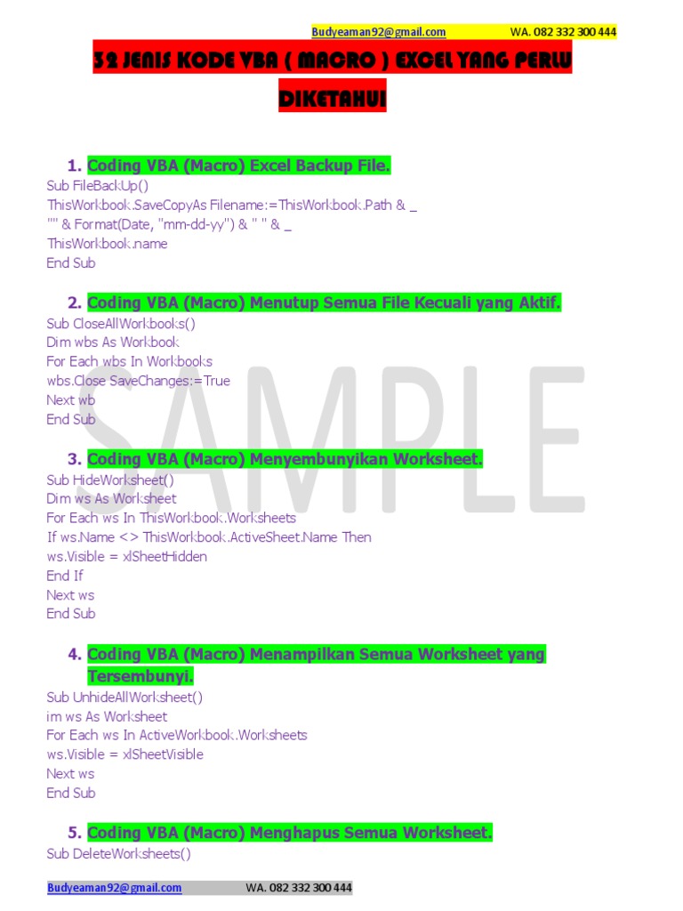 32 Jenis Kode Vba | PDF | Visual Basic For Applications | Macro (Computer Science)