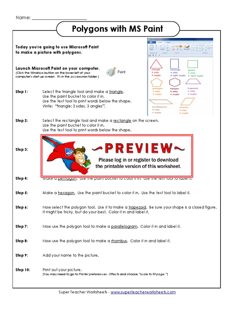 Ms Paint Polygons | PDF | Rectangle | Elementary Geometry