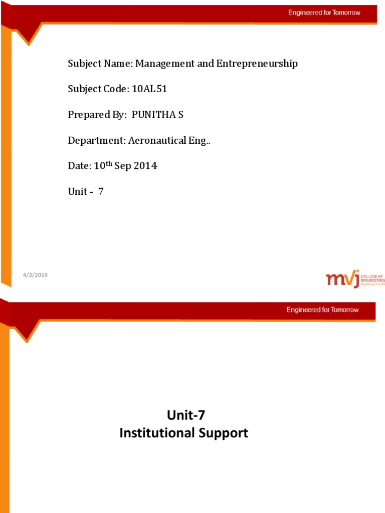 Subject Name: Management and Entrepreneurship Subject Code: 10AL51 Prepared By: PUNITHA S ...