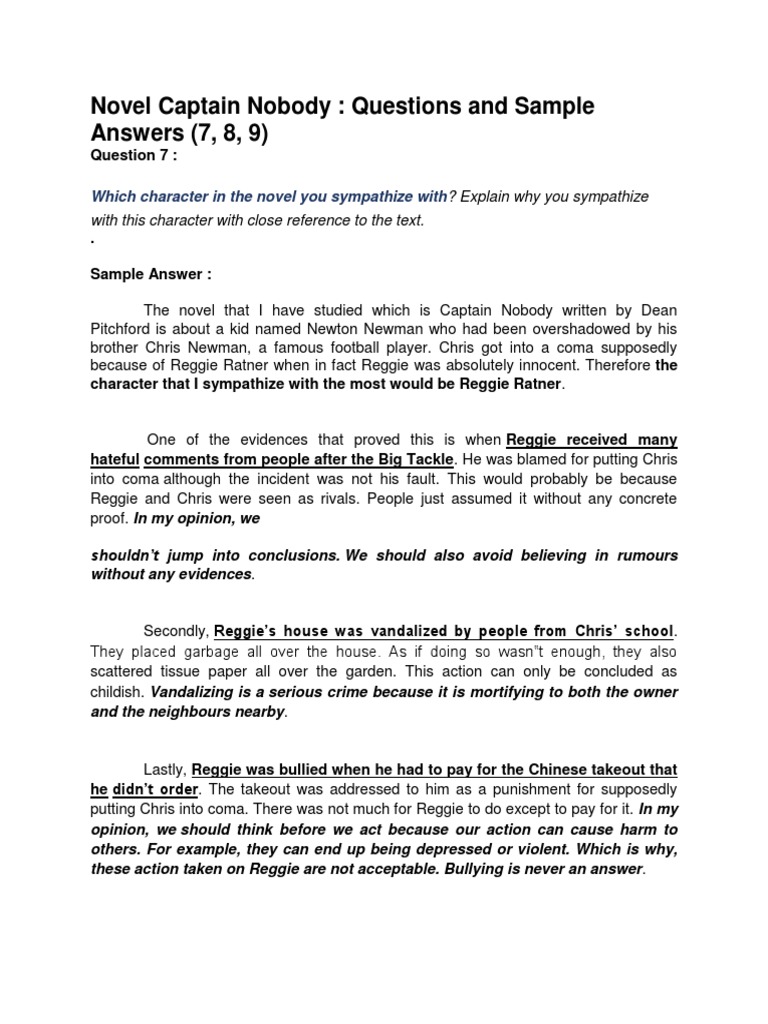 Novel Captain Nobody (Q&A) | PDF | Courage