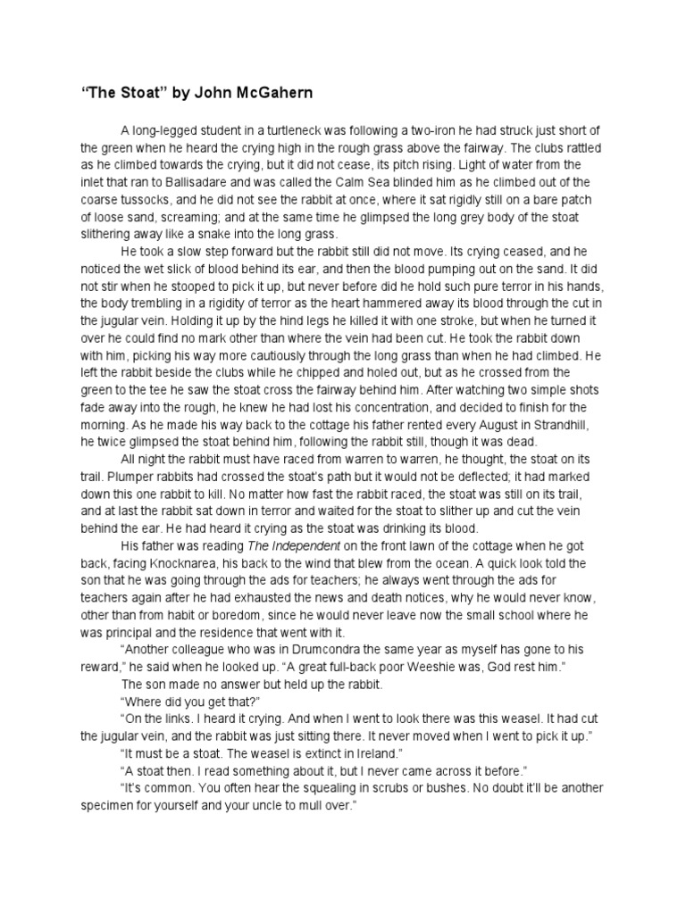 "The Stoat" by John Mcgahern | PDF