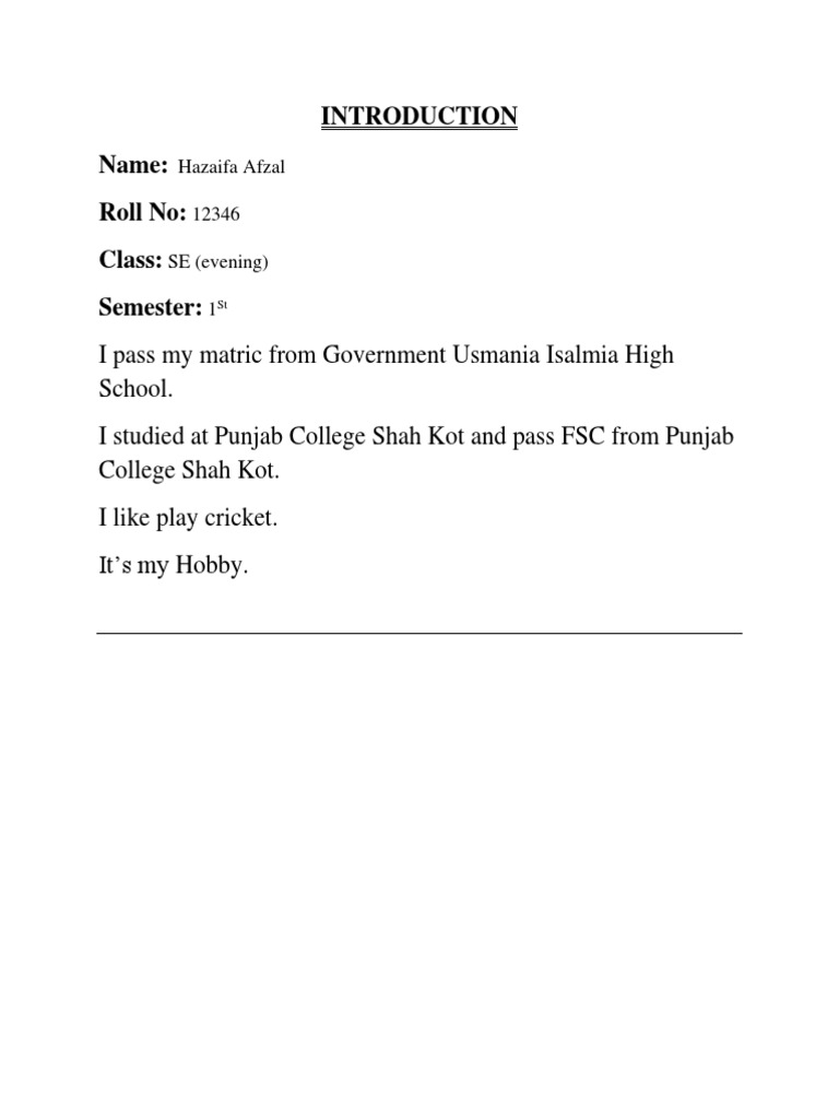Name: Roll No: Class: Semester | PDF