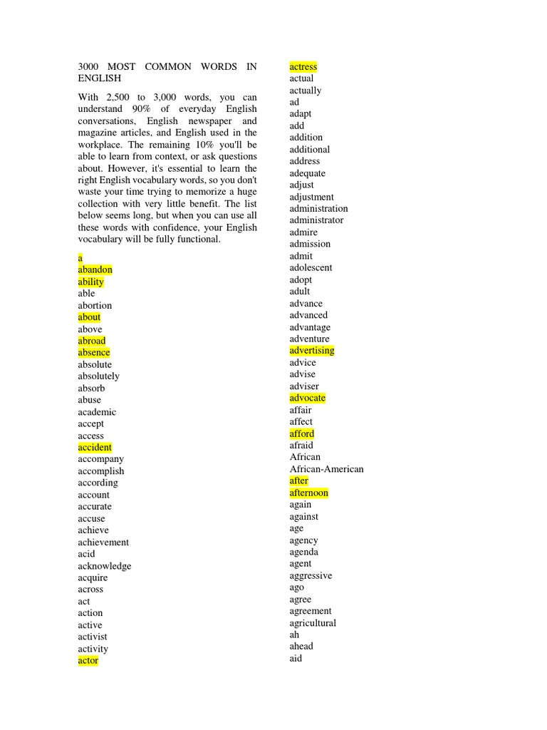 Essential 3000 English Vocabulary Words | PDF | English Language ...
