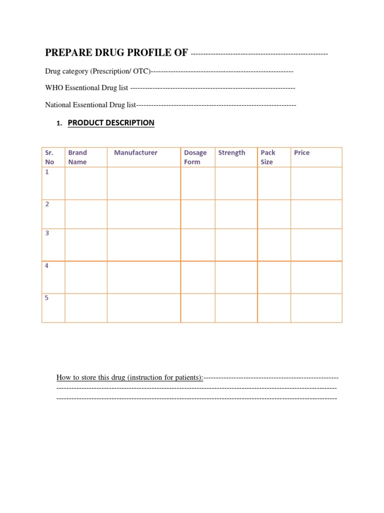 Prepare Drug Profile Of: Product Description | Download Free PDF | Dose ...