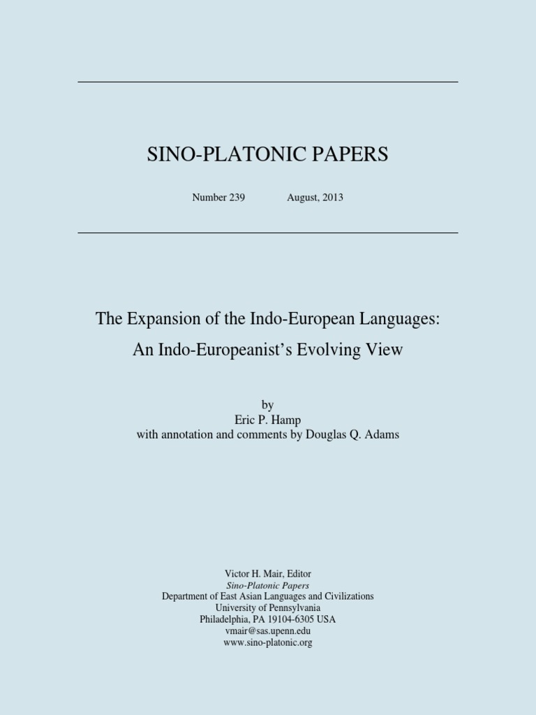 Eric Hamp Indo - European - Languages PDF | PDF | Languages Of Europe ...
