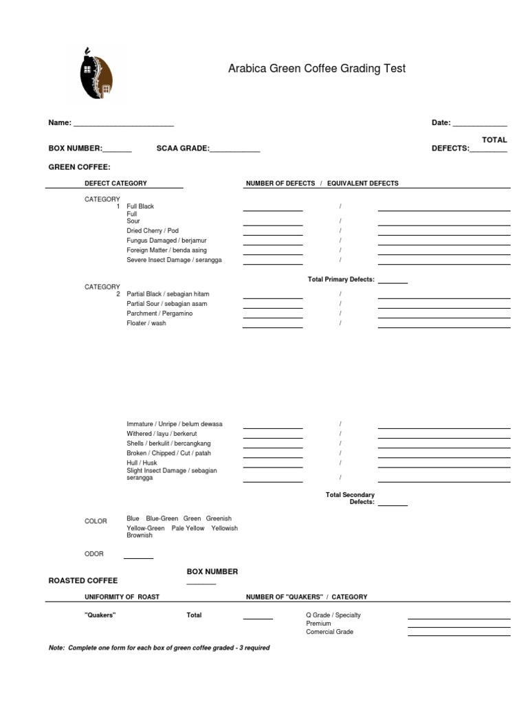 Arabica Green Coffee Grading Test | PDF | Edible Plants | Food And Drink
