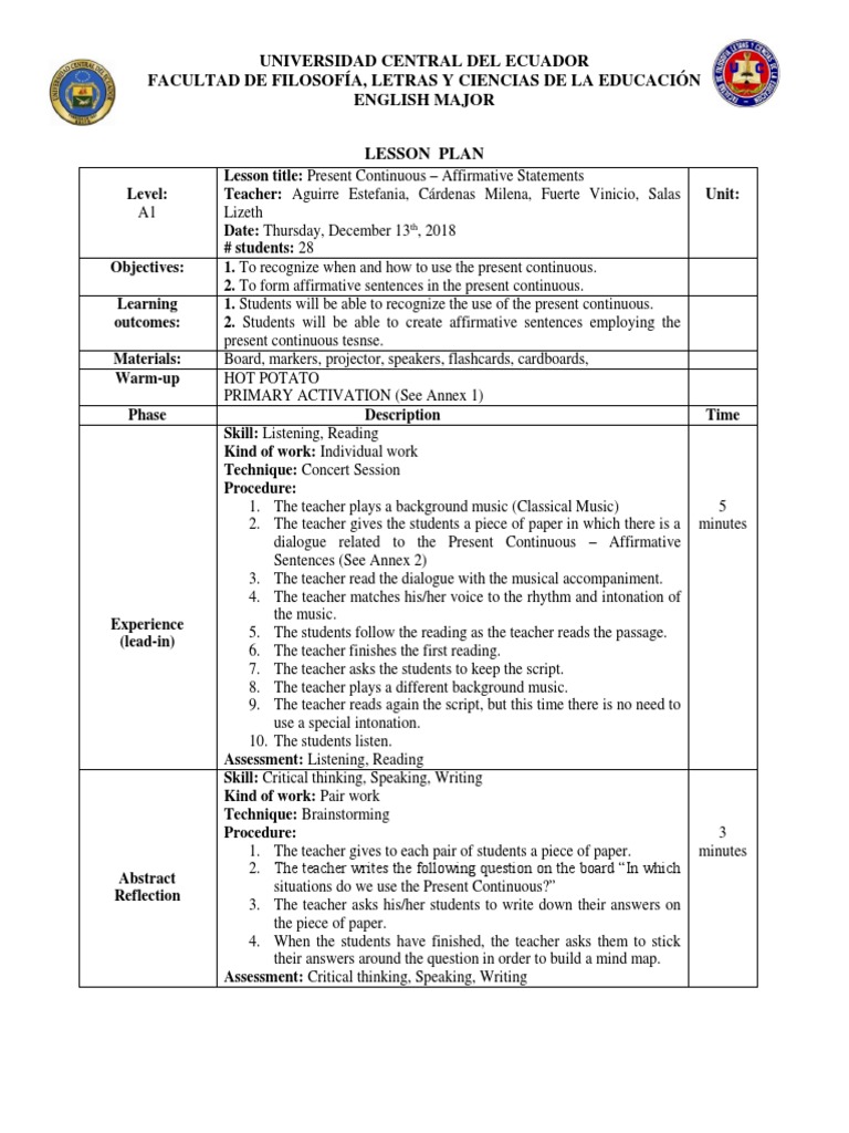 ERCA Lesson Plan Example | PDF | Question | Critical Thinking