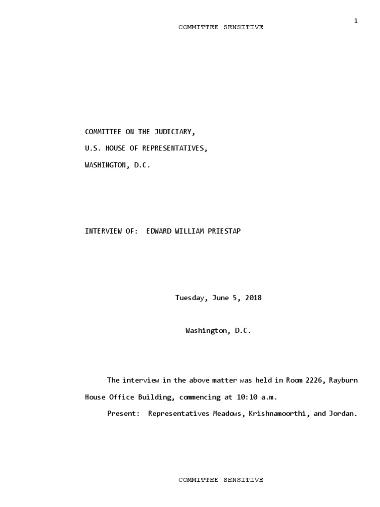 Priestap 6.5.18 Interview Transcript - Redacted | PDF ...