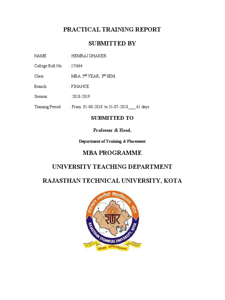 Practical Training Report Submitted by | PDF | Foreign Exchange Market | Exchange Rate