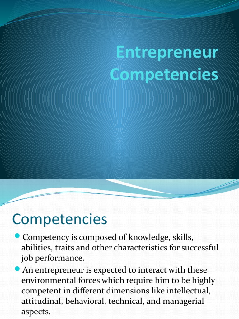 Entrepreneur Competencies | PDF | Entrepreneurship | Competence (Human ...