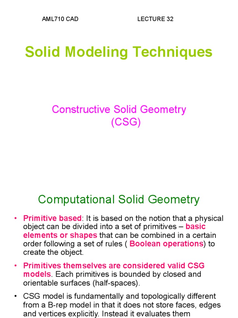 Solid Modeling Techniques Constructive Solid Geometry Csg Pdf Computer Programming