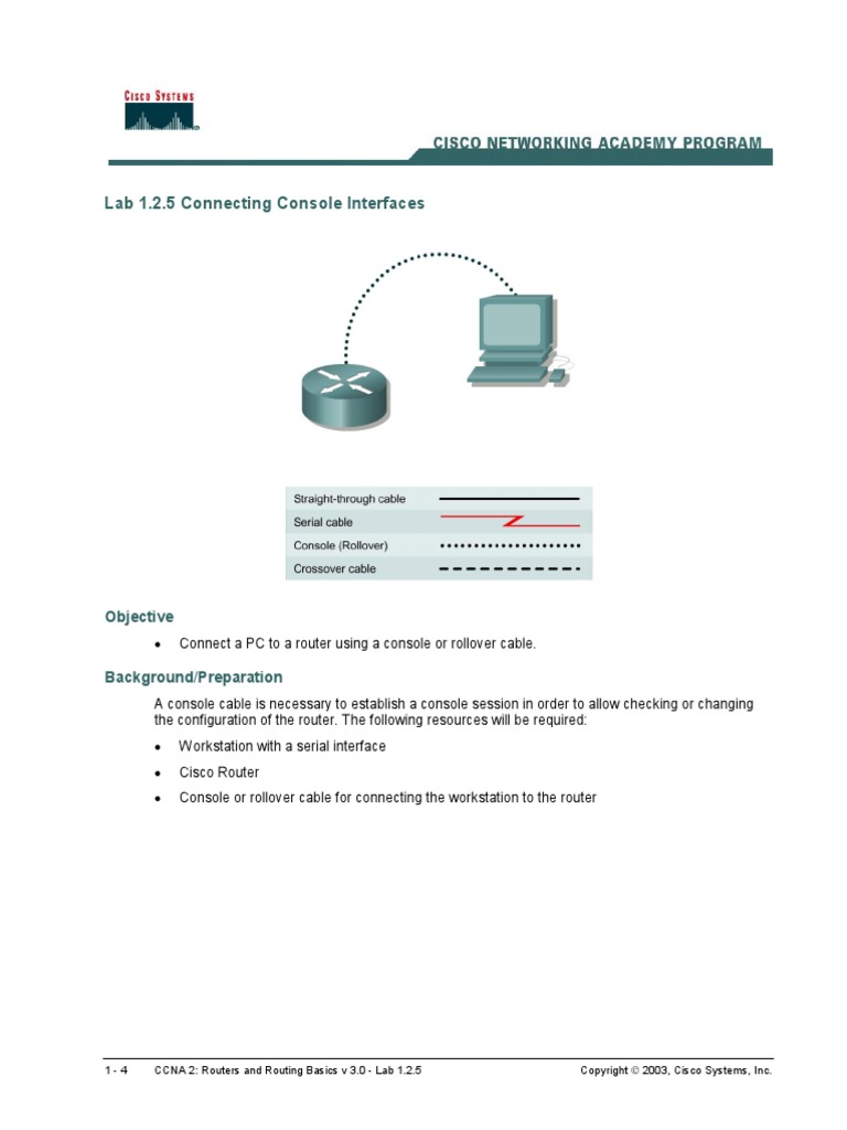 Lab - 1 - 2 - 5 Connecting Console Interfaces (CISCO SYSTEMS) | PDF