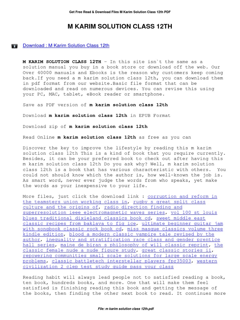 M Karim Solution Class 12th | PDF | E Books | Digital Technology