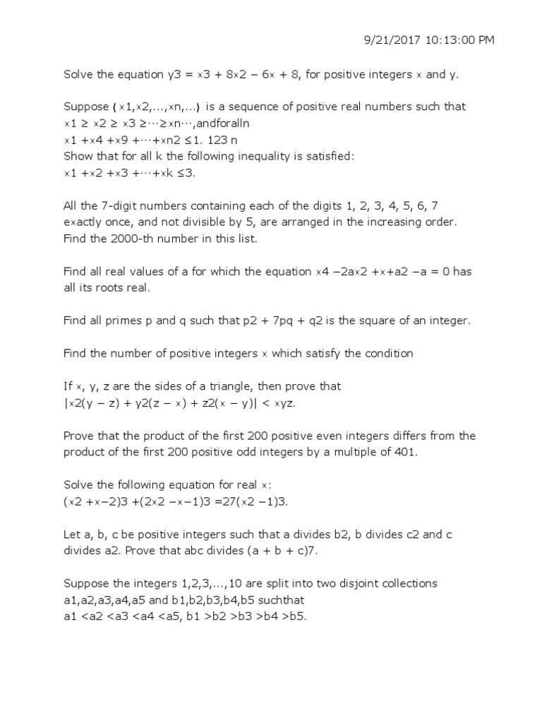 RMO Test 1 | PDF | Abstract Algebra | Mathematical Analysis