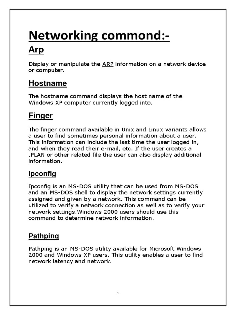 Networking Commond:-: Hostname | PDF | Network Topology | Computer Network