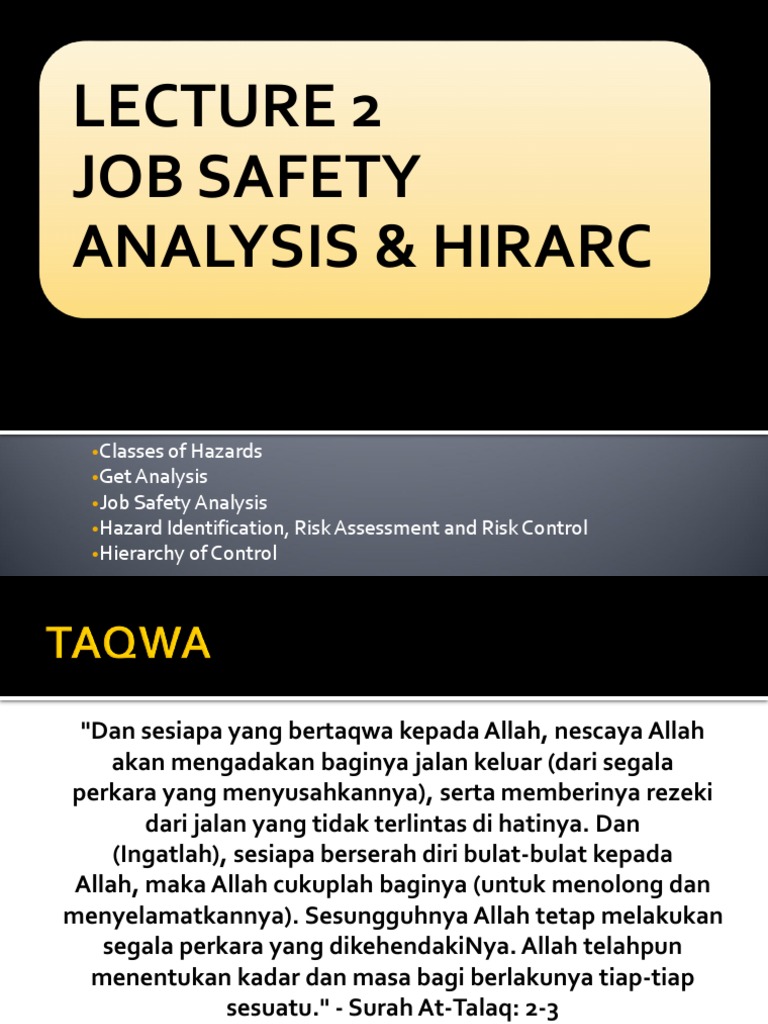 2 Jsa & Hirac Intro | PDF | Personal Protective Equipment | Risk