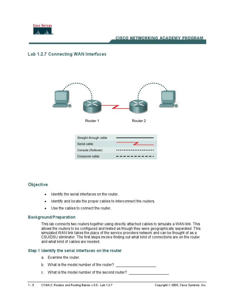 Lab - 1 - 2 - 7 Connecting WAN Interfaces | PDF | Router (Computing ...